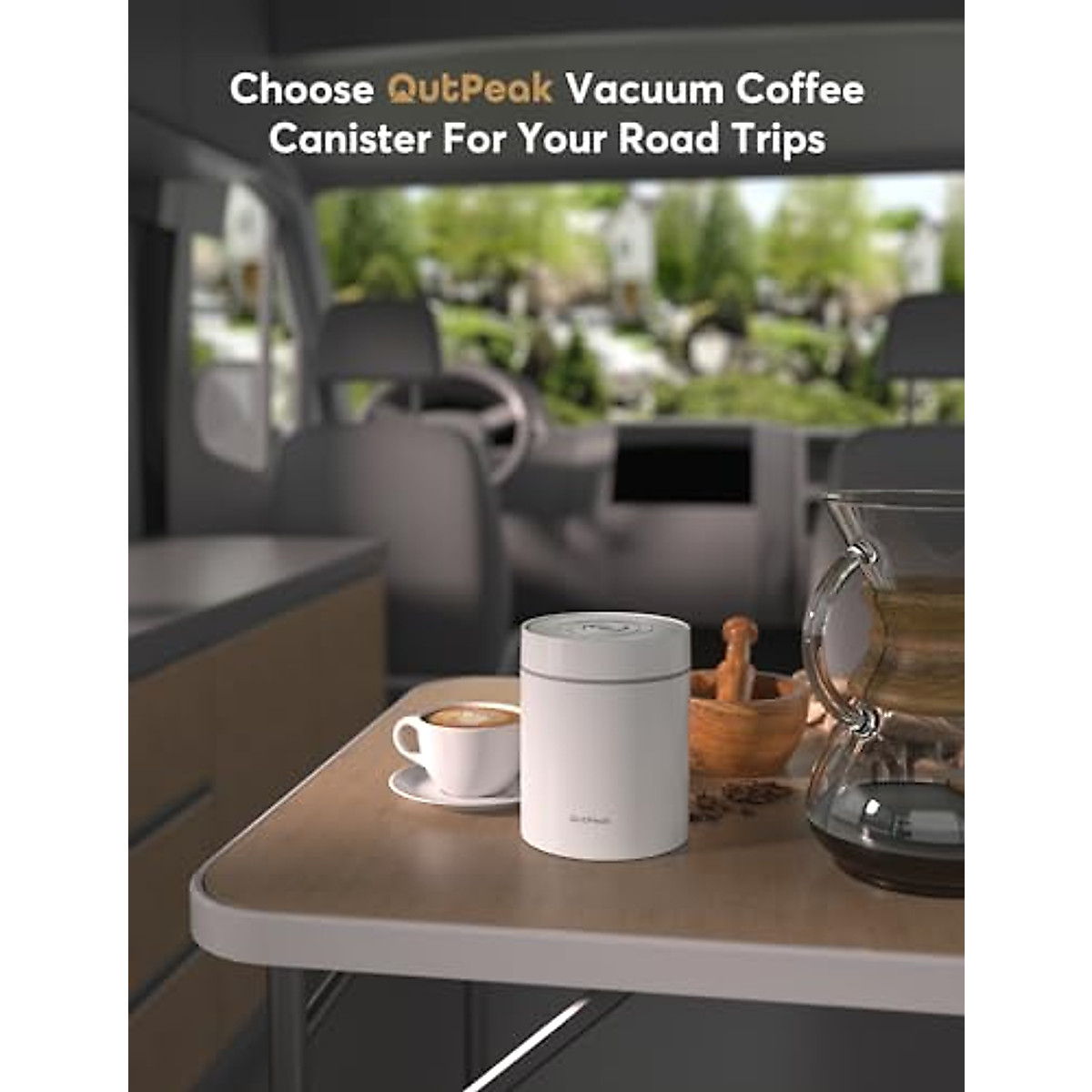 OUTPEAK Neo 2025 Kilo Auto Vacuum Coffee Canister, 1.5L Capacity for 17.6oz of Coffee Beans, One-Button Operation, Stainless Steel Coffee Storage Container for Barista, Gifting (Large, Pearl White)