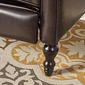 Christopher Knight Home GDFStudio Elizabeth Tufted Bonded Leather Recliner, Vintage Reclining Reading Armchair, 28.5D x 34.5W x 41H in, Brown