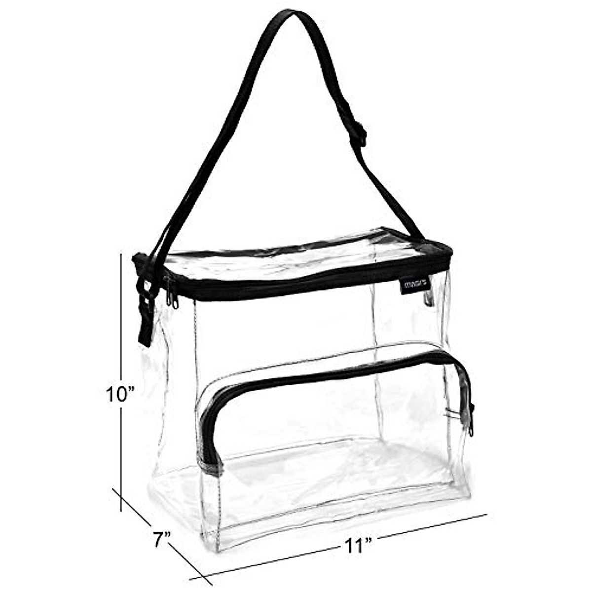 Clear Lunch Bag - Durable PVC Plastic See Through Lunch Bag with Adjustable Shoulder Strap Handle for Prison Correctional Officers, Work, School, Stadium Approved, Freezer Proof. (Large)