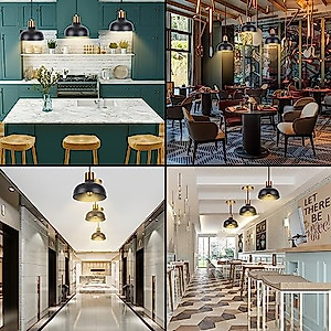 sanoni 3 Pack Pendant Lights Kitchen Island (3 Bulbs Included), Black Matte Pendant Light E26 Base, Farmhouse Dome Metal Hanging Pendant Light Fixtures for Kitchen Island, Dining Room and Bedroom