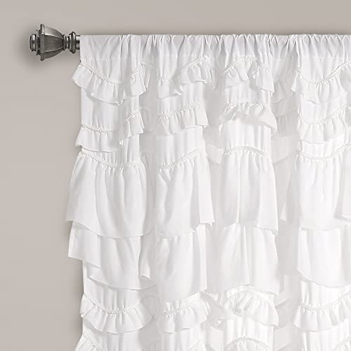 Lush Decor Kemmy Window Curtain Panel (Single), 63" Long x 52" Wide, White