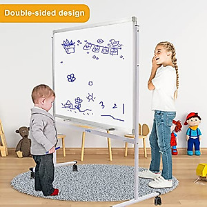 Mobile Whiteboard 36"x24" Magnetic Dry Erase Board with Stand - Adjustable Height Double Side Rolling White Boards on Wheels for Home, Office & School