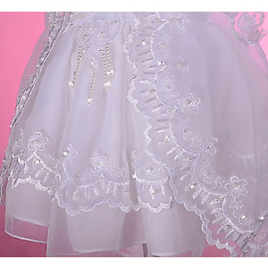 Dressy Daisy Baby Girls' Beaded Scalloped Embroideries Baptism Christening Gown Dress With Cape And Bonnet Infant Size 0-3 Months White