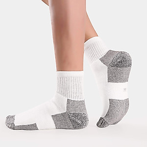 WANDER Men's Athletic Ankle Socks 3-8 Pairs Thick Cushion Running Socks for Men&Women Cotton Socks 7-9/9-12/12-15 (8 Pair A0-white, M)
