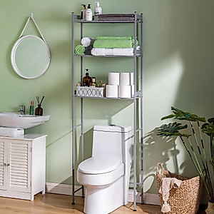 OhuaCason Over The Toilet Storage Shelf: Over The Toilet Storage Shelf for Small Bathroom - Metal Light Grey