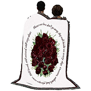 Pure Country Weavers Bundle of Red Roses Blanket - Those We Love Don't Go Away Blanket - Sympathy Bereavement Gift Tapestry Throw Woven from Cotton - Made in The USA (72x54)
