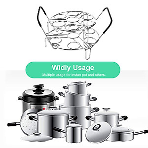 Stackable Egg Steamer Rack, BiaoGan Egg Cooking Rack with Heat Resistant Silicone Handles Compatible with Instant Pot Accessories 6,8 Quart, 14 Eggs Multipurpose Steamer Rack Trivet