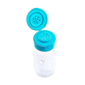 Set of 2 - Plastic Salt and Pepper Shakers with Lid, Moisture Proof Spice Dispenser, Seasoning Container Pourer with Shaker Lids, 3.5 oz., Green/Blue