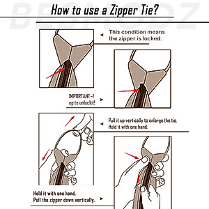 BESMODZ Zipper Ties for Men Clip on Ties Men's Zip Up Lot 6P Classic Adjustable Easy Pretied Solid Color Necktie Set