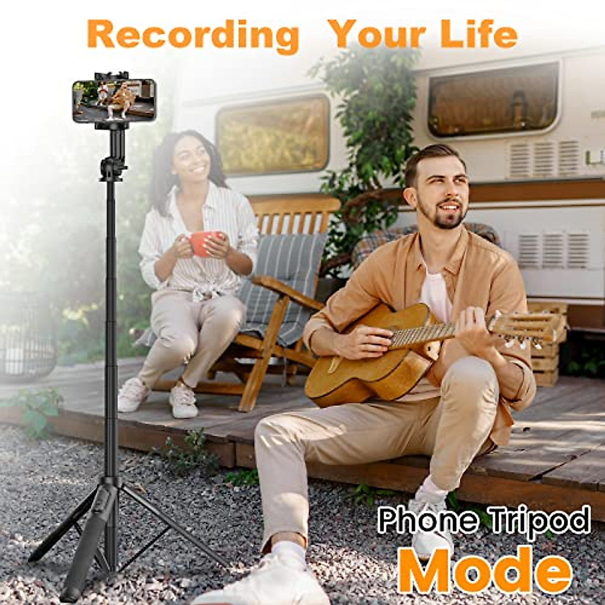 64" Selfie Stick Tripod with Remote for Cell Phone 4"-7",Portable Phone Tripod Stand Compatible with iPhone Android Lightweight Expandable for Travel Selfies Video Recording Vlog(Black)