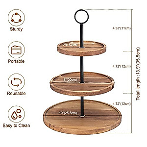 3 Tier Cupcake Stand, Wood Tiered Serving Tray Cupcake Tower, Serving Stand Display Dessert Cookie Candy Buffet Holder for Home Tea Party, Wedding, Farmhouse Decor, Tea Party Decor, Kitchen Decor