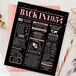 BGTCARDS 70th Birthday Card, 70th Birthday Decorations for Women, 70th Birthday Gifts for Mom, Jumbo Birthday Cards for 70 Year Old Aunt, Back in 1954 Birthday Card for Wife Sister Friend, Rose Gold