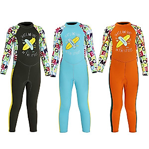 Little Kids Boys 2.5 mm Neoprene Long Sleeves Wetsuit Surfing Full Suits Full Body Neoprene Swimsuits Cartoon Thermal Diving Suits
