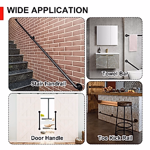 SCIEO 11.4FT Hand Rails for Indoor Stairs Industrial Staircase Handrail, Wall Mount Stair Banister Railing Metal Galvanized Steel Handrails Non-Slip Grab Bar for Indoor Outdoor Steps Stairs Porch