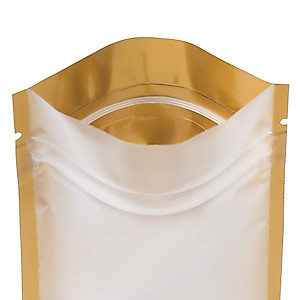QQ Studio Pack of 100 Translucent Front Matte Gold Poly Plastic Resealable Bags (8.4oz (6" x 9"), Gold Stand-Up Pouch)