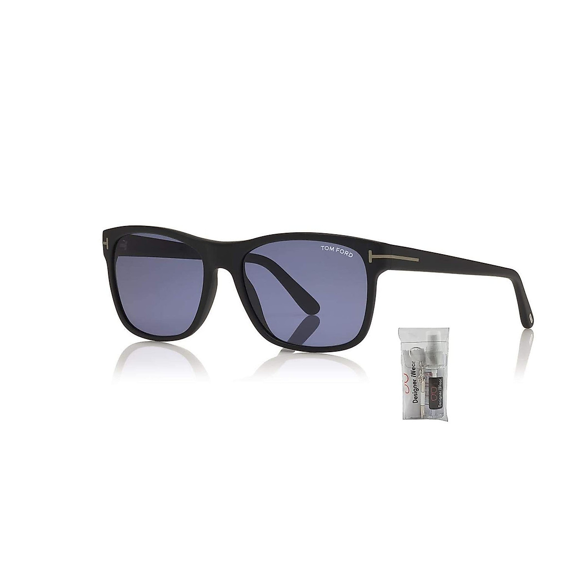 Tom Ford FT0698 02V 59MM Matte Black/Blue Smoke Geometric Square Sunglasses for Men + BUNDLE With Designer iWear Eyewear Kit