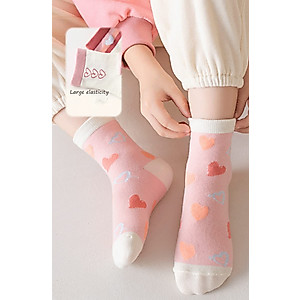 Toptim Kids Girls' Crew Socks Cute Casual Dress Cotton Socks (6-9 Years, 10 Pairs)