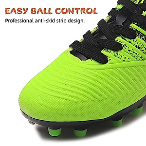 ZVC Kids Soccer Cleats Boys Girls Soccer Shoes Outdoor Firm Ground Youth Football Cleats (Little Kid/Big Kid) Green