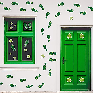60 Pieces St. Patrick's Day Leprechaun Footprints Floor Stickers Removable Shamrock Foot Stickers Decorations Floor Decals Stickers for Window Walls Shamrock Party Favors Supplies Decoration