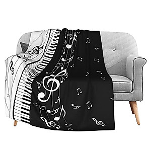 Delerain Piano Keys Music Note Soft Throw Blanket 40"x50" Lightweight Flannel Fleece Blanket for Couch Bed Sofa Travelling Camping for Kids Adults