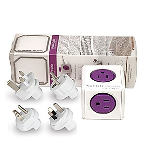[Second Version] PowerCube Surge Protector Dual USB Ports and 4 Outlets Rewirable Wall Adapter Power Strip with 4 Plus Sockets, Orchid Purple