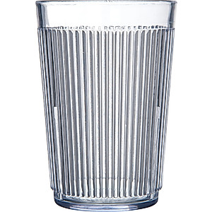 Carlisle FoodService Products Crystalon Stack-All Stackable Tumbler Plastic Tumbler with Ribbed Texture for Restaurants, Catering, Kitchens, Plastic, 8.4 Ounces, Clear