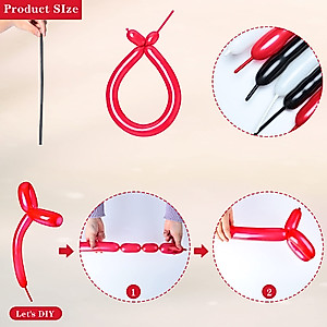 100 Pieces Long Twisting Balloons Latex Modelling Balloons for Art Animal Shape Party Weddings Birthdays Clowns Decorations Party Supplies(Black, Red, White)