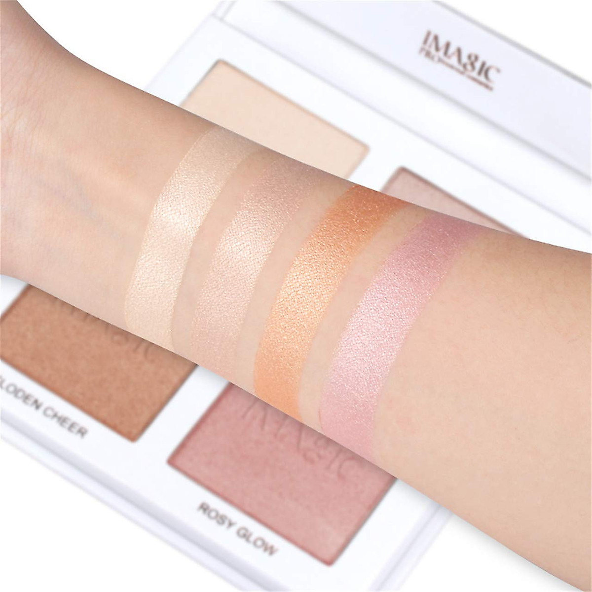 CCbeauty 4 Color Contour Highlight Makeup Palette with Powder Brush,Face Shimmer Bronzer Contouring Shadow Highlighter Blush Palette for Cheek, Valentine's Day Gift Sets for Girls Women