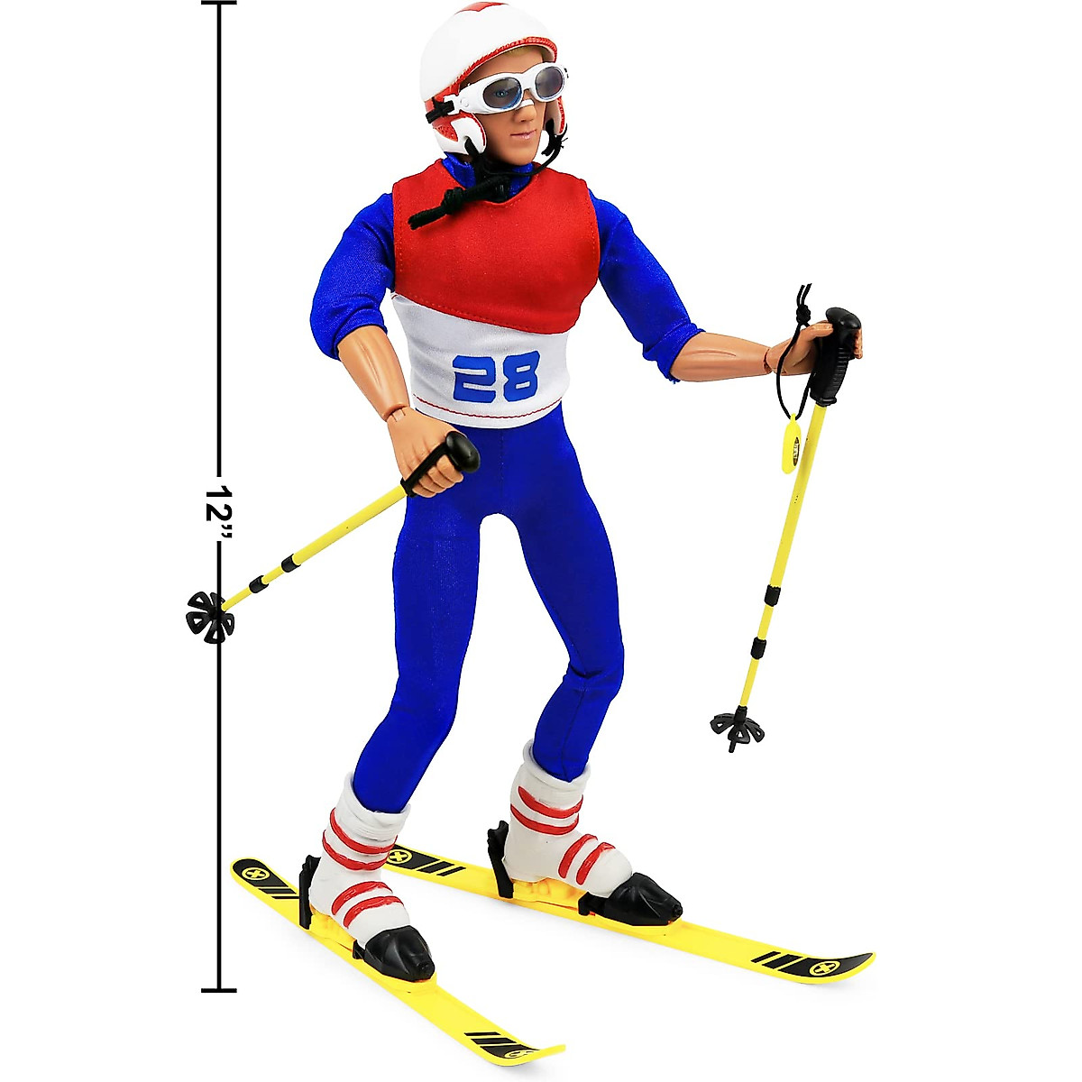 Click N' Play CNP30602 Sports & Adventure Skiing 12"" Action Figure Play Set with Accessories, 12 inches, Brown/A