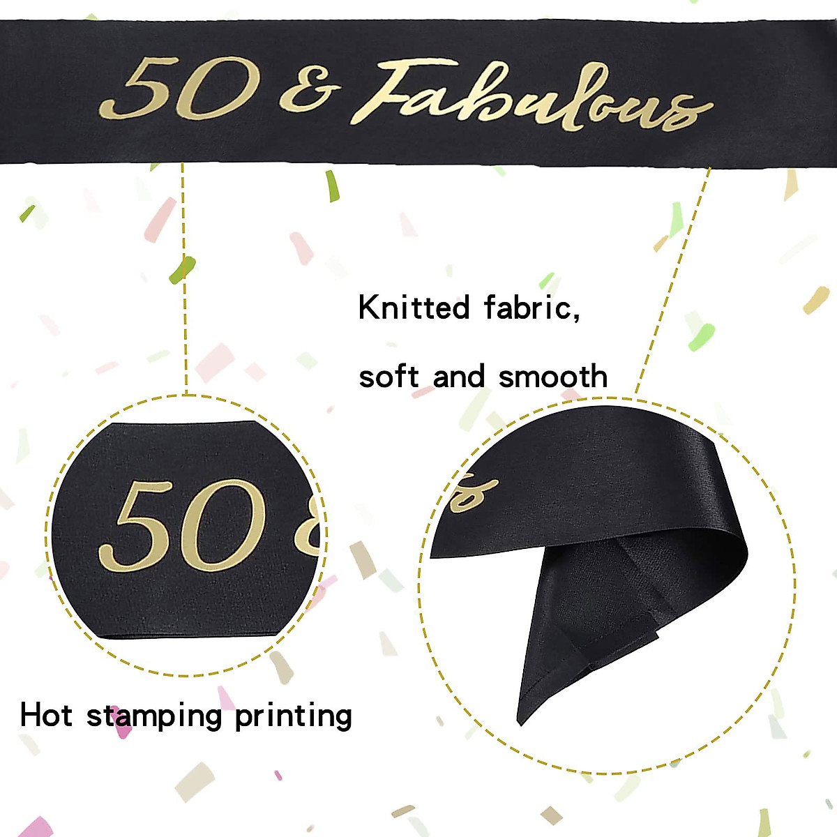 KYZCROTW 50th Birthday Gift for Women, 50th Birthday Tiara Crown, 50 & Fabulous Sash and Glasses for Women 50 years old Birthday Party Decorations and Supplies, 3 pcs