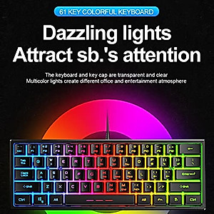Byged PC Gaming Keyboards, Portable Backlight Keyboard 61 Keys USB Wired Keyboard PC Gaming Keyboard with Stable Non Slip Tripod, for Home Office Computer