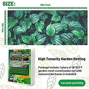JIFTOK Garden Netting Pest Barrier, 10×33Ft Ultra Fine Garden Mesh Netting for Protection, Garden Bed Row Cover for Vegetable Plants Fruits Flowers Crops Greenhouse Barrier Screen Net Cover