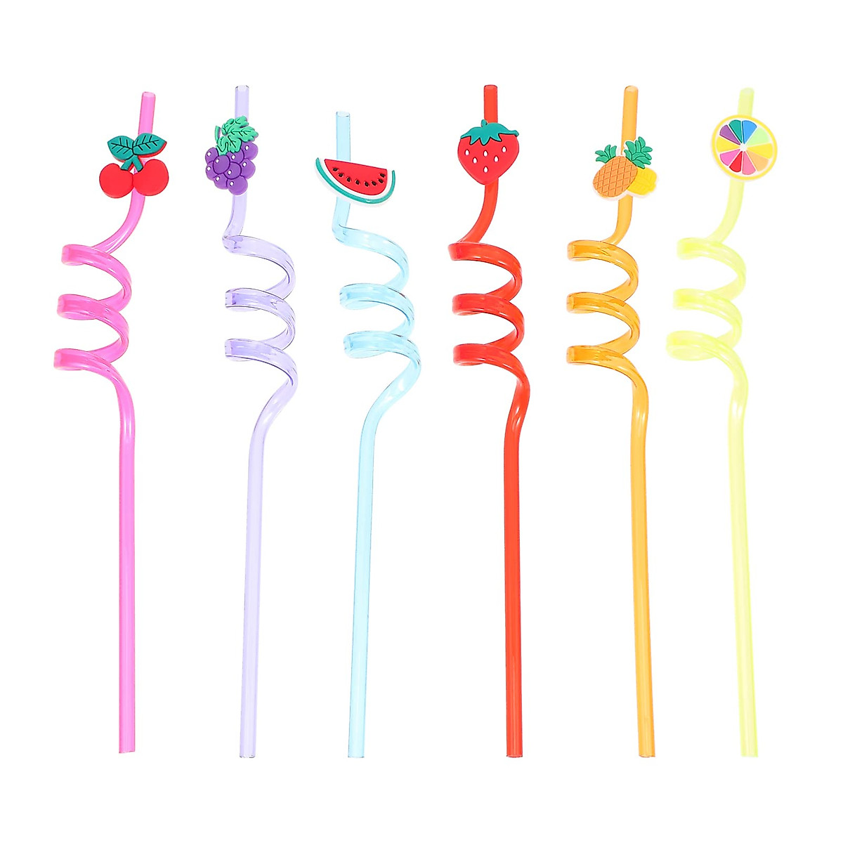 Kichvoe 12pcs Fruit Shaped Straw Small Favor Bags Hey Bear Sensory Fruit Birthday Decorations Crazy Silly Straw Plastic Drinking Straws Bar Straws The Pet Decorate Strawberry Travel