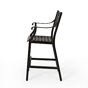 Christopher Knight Home Athena Outdoor 29" Aluminum Barstool (Set of 2), Copper Finish