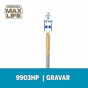 Dremel Max Life 9903HP 1/8" (3.2mm) Tungsten Carbide Rotary Tool Carving Bit