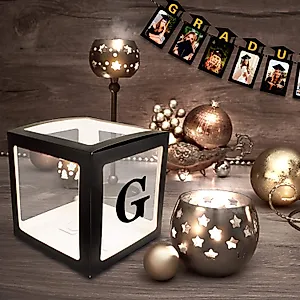 LINGTEER Class of 2023 Black Balloons Box Graduation Party Decorations - 4Pcs Balloon Boxes Cheers to School Grad Party Decorations Supplies.