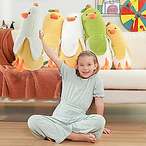 Banana Duck Plush Toy, 19.7'' Weighted Duck Stuffed Animals, Elastic Duck Plush Big Stuffed Animals Banana Plushie Hugging Pillow, Throw Pillow, Body Pillow, Room Decoration Gift for Kids Girls Boys