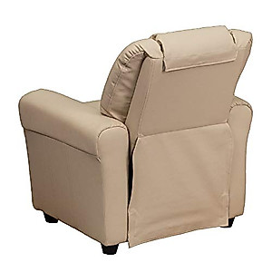 Flash Furniture Vana Contemporary Beige Vinyl Kids Recliner with Cup Holder and Headrest