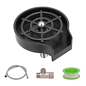 Glass Rinser for Kitchen Sink, Baby Bottle Cleaner with 5 High-Pressure Nozzles, Cup Washer for Sink with Hose, T-Adapter, Tape, and Rubber Gasket, Must Have Kitchen Sink Accessories