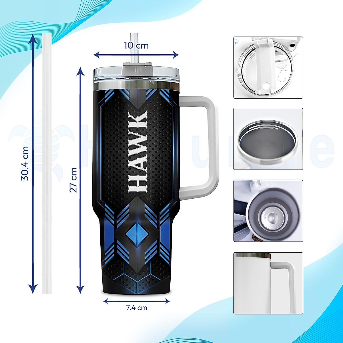 Hyturtle Police Gifts Personalized Thin Blue Line Tumbler US Flag Police Academy Graduation Gifts for Men Cops Officer Retirement Tumblers 40 Oz Tumbler With Lid And Straw