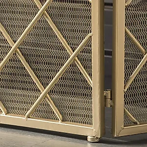 Christopher Knight Home Amiyah 3 Panelled Iron Fireplace Screen, Gold