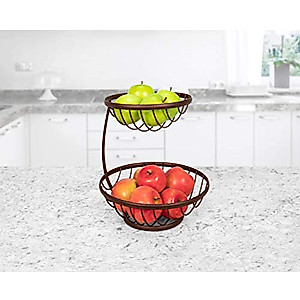 Spectrum Diversified Ashley Arched 2-Tier Server for Storage and Display of Fruit Vegetables Produce and More, Medium, Bronze