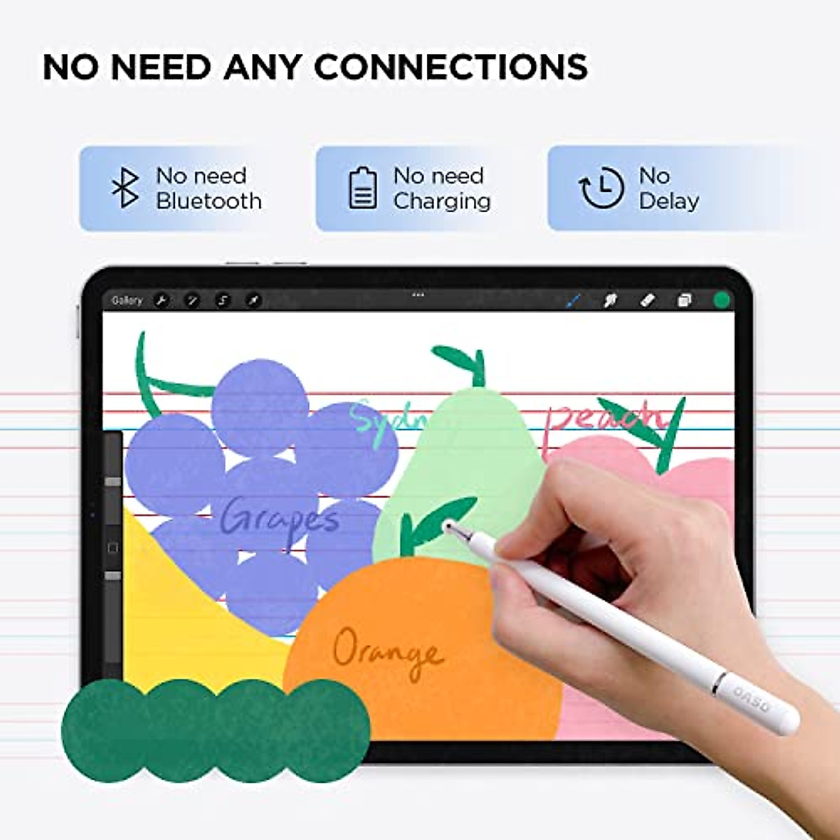 OASO Stylus Pen for Touch Screens, Disc Tip & Magnet Cap Styli Pencil Compatible with Apple iPad pro/iPad 6/7/8/9/iPhone/Samsung Galaxy Tab A7/S7/Fire HD 7/8/10 Plus Tablet/All Touch Devices