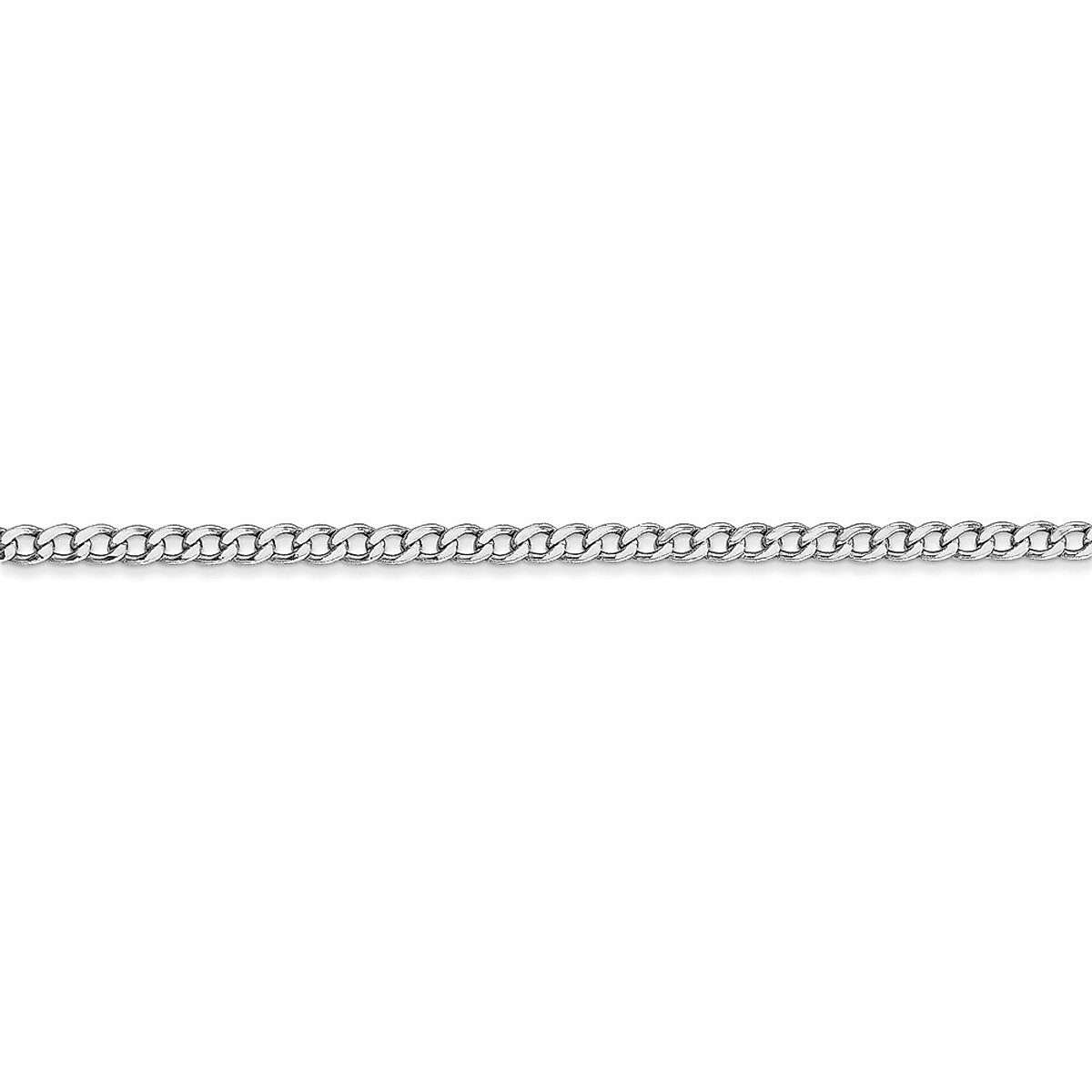 Sonia Jewels 14k White Gold 2.5mm Curb Cuban Link Chain Necklace - with Secure Lobster Lock Clasp 20"
