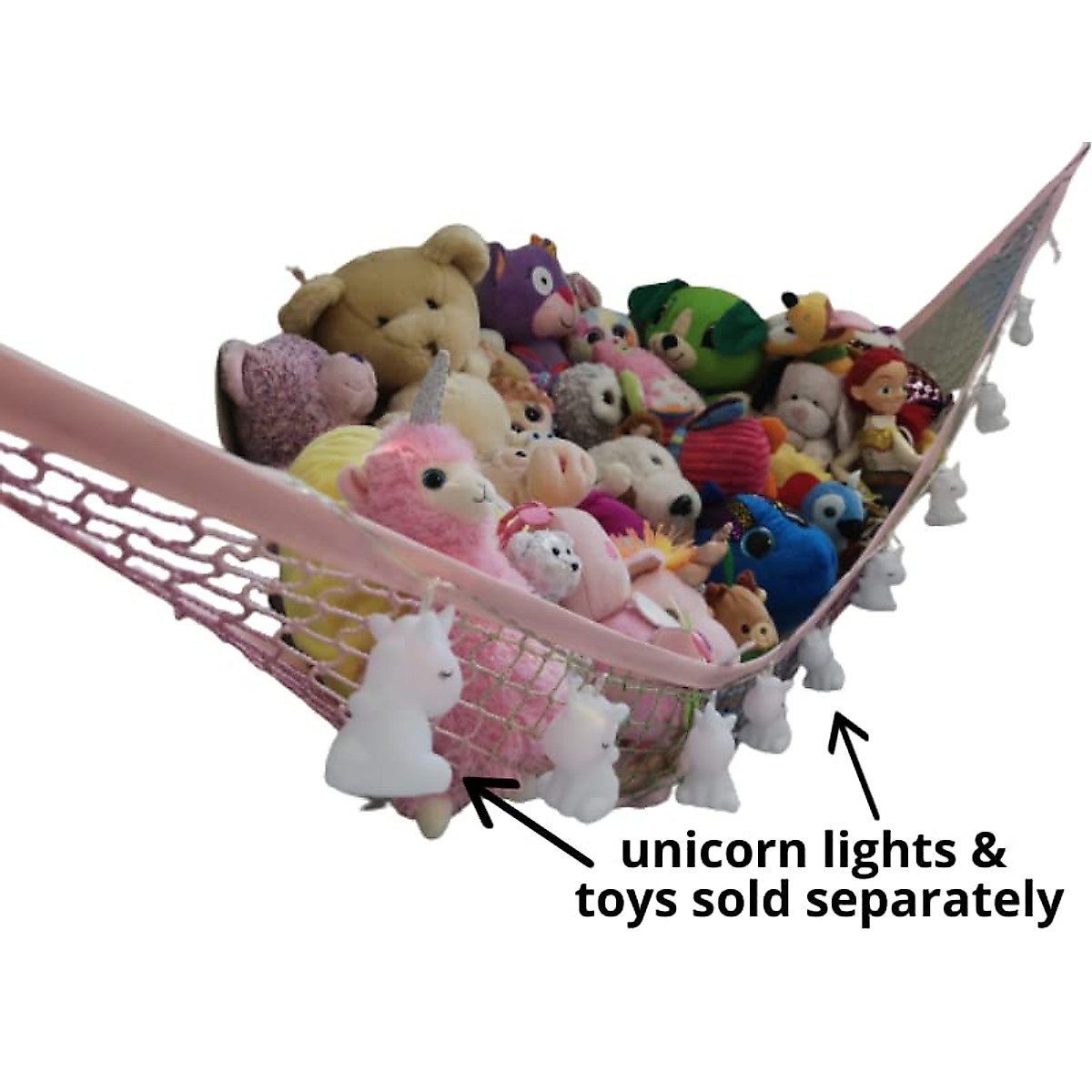 MiniOwls Storage Hammock Stuffed Toys Organizer - Fits 20-30 Plush Animals. Great Mermaid Gift for Girls. Instead of Bins and Toy Chest – Displays Teddies Easily. (Unicorn, Large (Pack of 1)