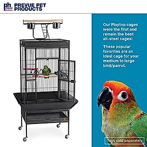 Prevue Pet Products Parrot Playtop Manor Bird Cage with Movable Stand and Activity Play Top for Large Birds