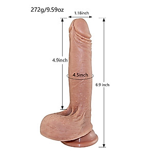 7 Inch Realistic Silicone Dildo for Beginner, Small Size Sex Toy-Ultra Soft Dildo Women with Strong Suction Cup, Lifelike Penis for Hands-Free, with Balls for Vaginal G-spot and Anal Play 4.9", Flesh