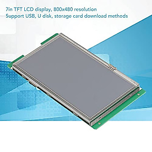 7in Serial Touch Screen, 800x480 Resolution 4 Wire Industrial LCD Screen MCU Control Multifunctional with 2 USB2.0 Ports for DIY Electronic Equipment