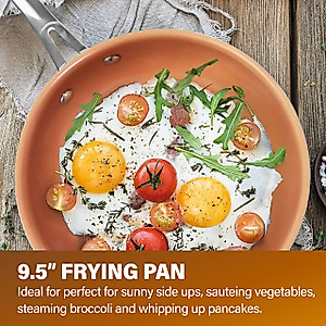 GOTHAM STEEL 9.5” Frying Pan, Nonstick Copper Frying Pans & Hammered Copper Collection – Mini 5.5” Egg Pan, Premier Nonstick Aluminum Cookware with Rubber Grip Handle