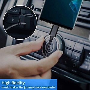 Aux Cable USB-C to 3.5mm Audio Cord Car Stereo Aux-in Adapter Speaker Jack Wire Compatible with LG Stylo 6 - V20 - V30 - V35 ThinQ - V40 ThinQ - V50 ThinQ 5G - V60 ThinQ 5G - Velvet